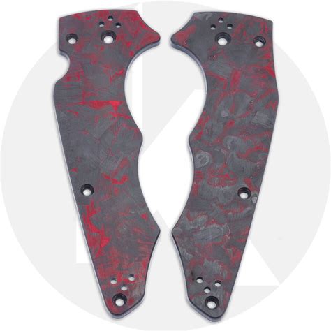 KP Red Shred Carbon Fiber Scales For Spyderco Yojumbo Knife