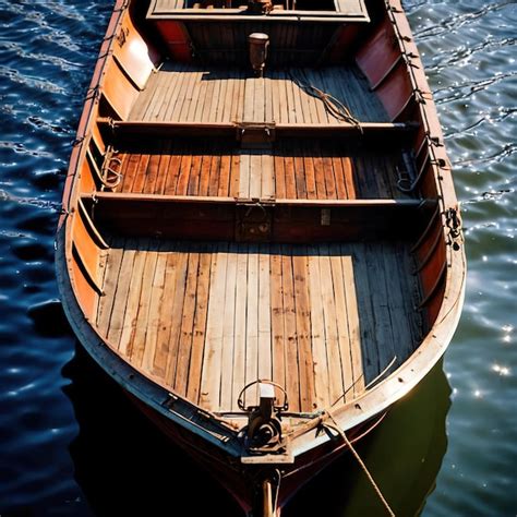 Premium Photo Old Antique Wooden Barge Boat Used For Travel On Rivers
