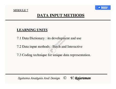 W7 Lesson 7 Data Oriented Systems Design Module Copy Copy Module