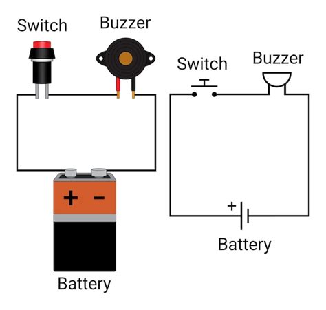 Premium Vector A Buzzer Connected To A 9 Volt Battery And A Switch Physics Experiment
