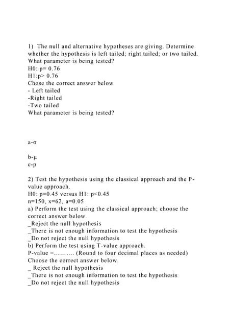 1 the null and alternative hypotheses are giving determine whet docx