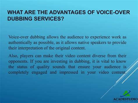 What Are Audio Dubbing Services Pptx Digital Audio Computer