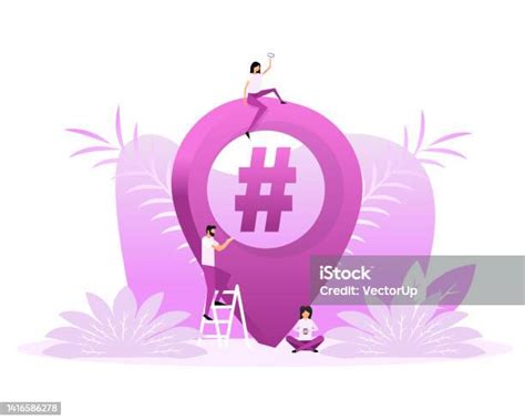 해시 태그 위치 사람들 어떤 목적을위한 훌륭한 디자인 플랫 벡터 일러스트레이션 아이소메트릭 벡터 3월에 대한 스톡 벡터 아트 및
