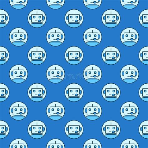 Circle With Robot Chatbot Vector Colored Seamless Pattern Stock Illustration Illustration Of