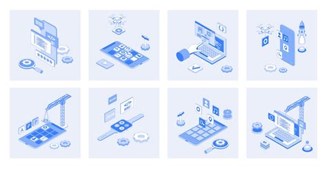 App Development Isometric Concepts Objects Ft 3d And Isometry Envato
