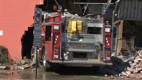 Fire Truck Crashes Into Furniture Store On South Long Beach Road In