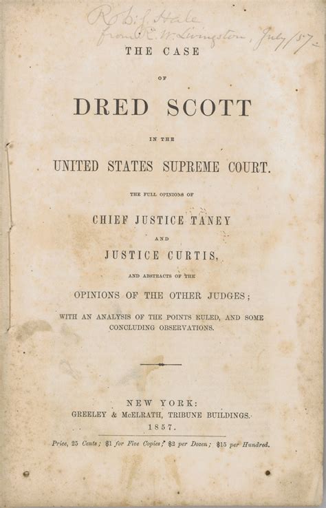 Dred Scott V Sandford Historic Document On This Day