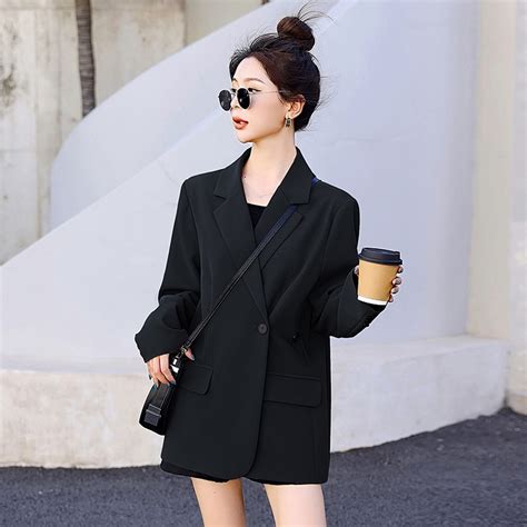 米蘭精品 西裝外套休閒西服 設計感氣質純色寬鬆女外套2色74dd15 大衣風衣皮衣 Yahoo購物中心