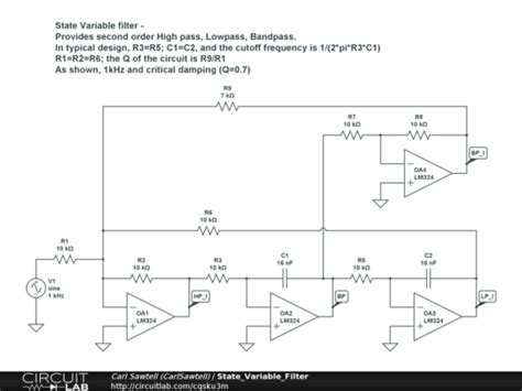 state variable filter circuitlab