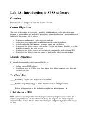 Spss Lab A Introduction To Spss Pdf Lab A Introduction To Spss Software Overview In This