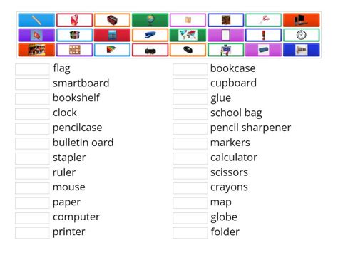 Classroom Objects Match Match Up