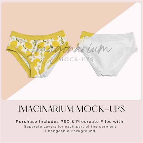 Underwear Mock Up Panties Mockup Front And Back View Customizable Realistic Clothing Mock Up