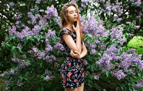 Wallpaper Pose Model Portrait Makeup Garden Figure Hairstyle