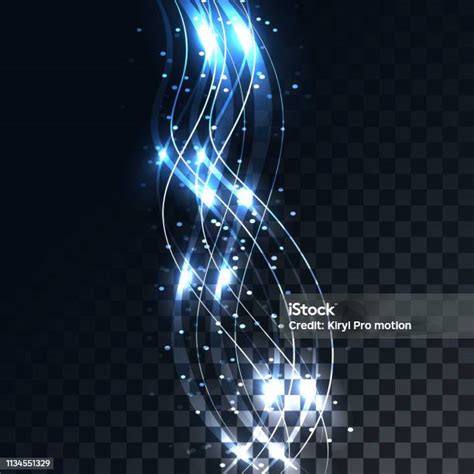 파란 선은 사각형의 반투명 어두운 제곱 회색 배경에 활기찬 마법의 전기 마법의 파도를 추상화 합니다 벡터 일러스트 0명에 대한