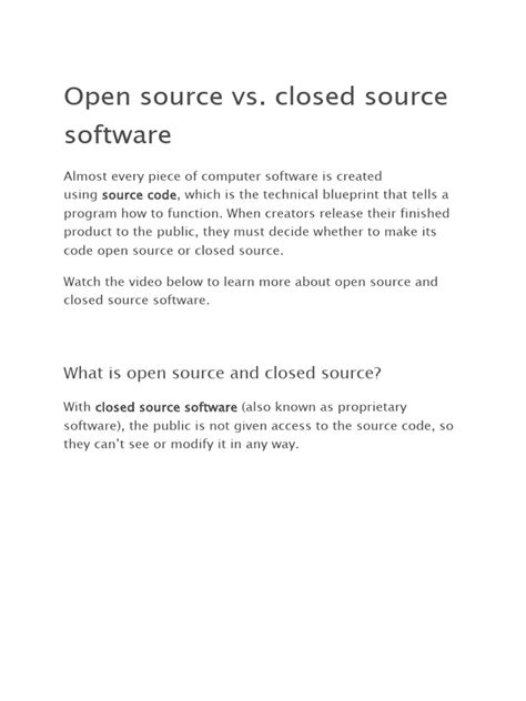 Open Source Vs Closed Source Software Pdf