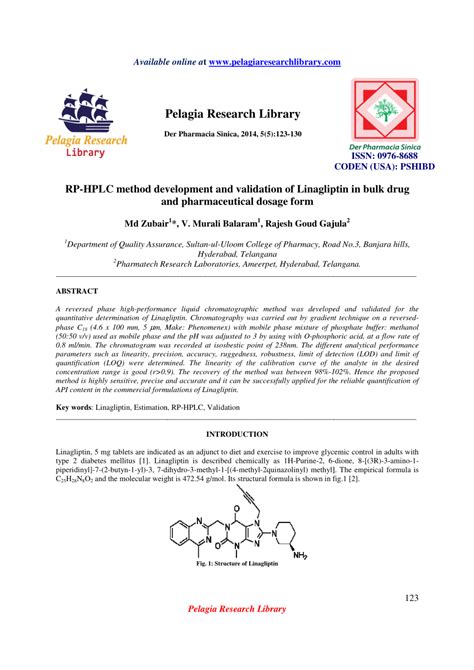 Pdf Rp Hplc Method Development And Validation Of And Pharmaceutical