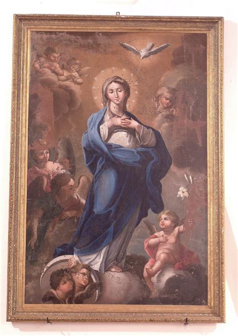 Bottega Siciliana Sec XVIII Dipinto Della Madonna Immacolata