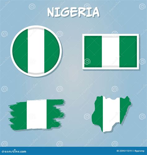 Nigeria Map With Waving Flag Of Country Vector Illustration Stock
