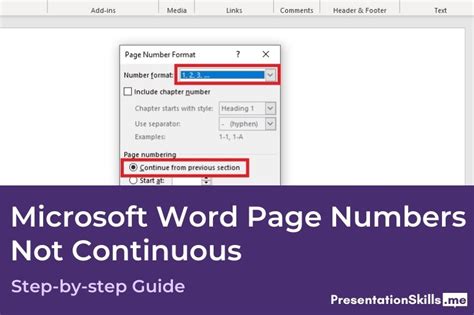 Microsoft Word Page Numbers Not Continuous Fix PresentationSkills Me