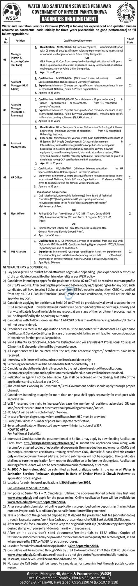 Assistant Manager Accounts And Payments Jobs In Peshawar At Water