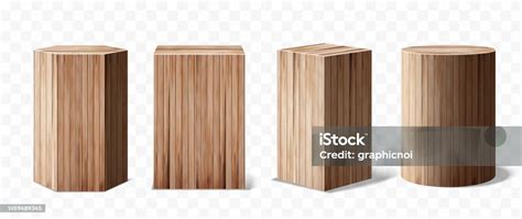 벡터 나무 연단 받침대 추상 기하학적 빈 박물관 무대 시상식 프레젠테이션을 위한 전시 전시 세트 갤러리 플랫폼 빈 나무 제품 스탠드 현실적인 3d 0명에 대한 스톡 벡터