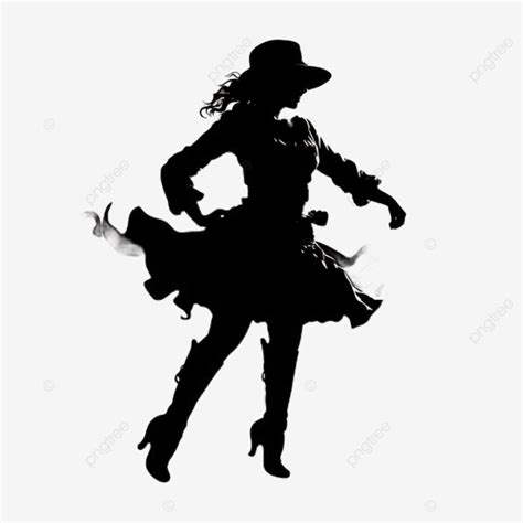 Hand Drawn Cowgirl Irish Dancer Silhouette White Background 3d
