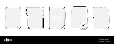 Hud Digital Futuristic User Interface Square Vertical Frame Set Sci Fi High Tech Screens