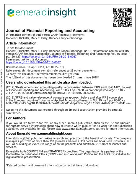 PDF Information Content Of IFRS Versus GAAP Financial Statements