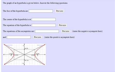 Solved The Graph Of An Hyperbola Is Given Below Answer The