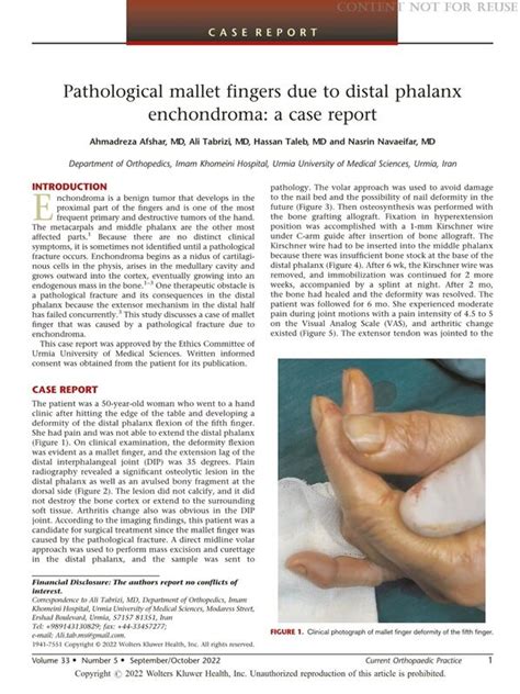 Pdf Pathological Mallet Finger Due To Distal Phalanx Enchondroma A Case Report