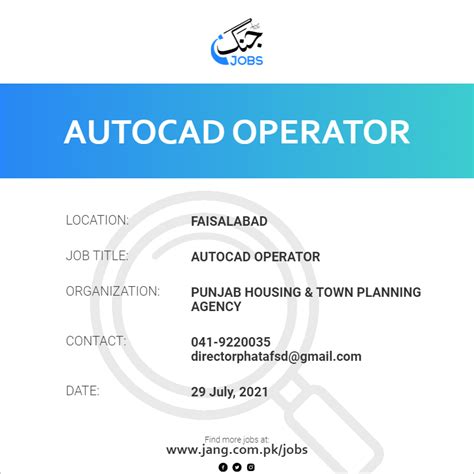 Autocad Operator Job Punjab Housing And Town Planning Agency Jobs In