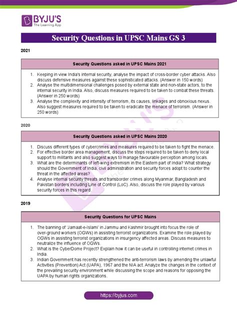 Internal Security Questions In Upsc Mains Gs 3 2013 2021 Pdf
