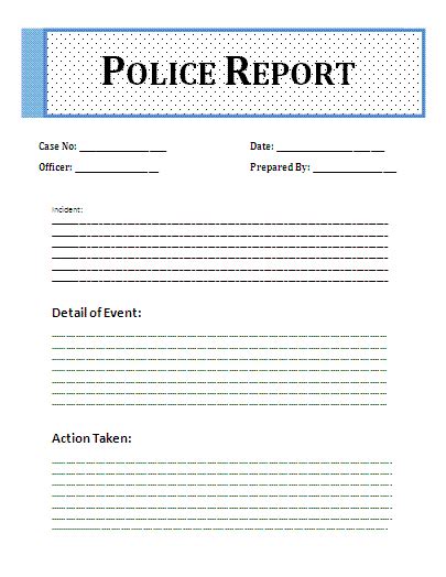 Police Incident Report Template
