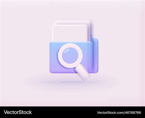 Folder With Magnifying Glass And Files 3d Web Vector Image