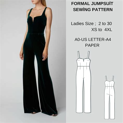 Formal Jumpsuit Sewing Pattern Dungaree Patternwomens Jumpsuit Pattern