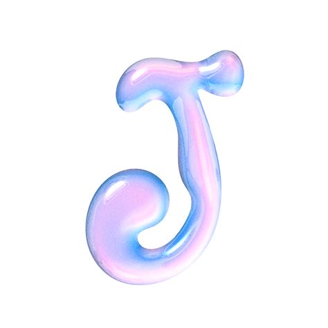J Alphabet With Y2k Liquid Pastel Hologram Chrome Effect 26799239 Png