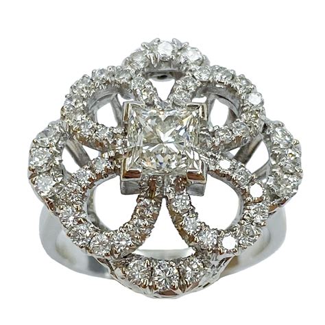 Anello In Oro Bianco 18 Karati Con Diamanti Italia Anni 70 Vendita
