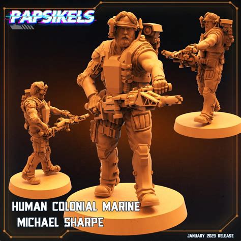 3d Printed Papsikels Cyberpunk Sci Fi Human Colonial Marine Michael