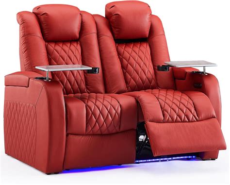 Weilianda Home Theater Seating Top Grain Leather Recliner Chair Dual
