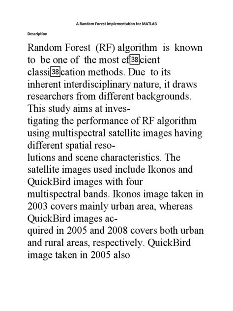 A Random Forest Implementation For Matlab Pdf Statistical Classification Artificial