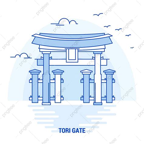 Tori Gate Vector Art Png Tori Gate Blue Landmark Monuments Filled