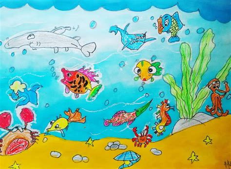 少儿书画作品 《海洋小生物》儿童书画作品《海洋小生物》欣赏中国少儿美术教育网