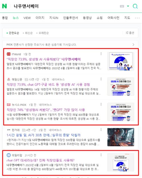 나우앤서베이 대한민국 직장인 생성형 AI 활용 현황 조사 결과 발표