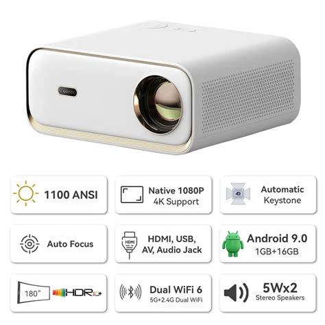 Wanbo X5 LCd Protable Projector 1100 ANSI Lumens 1080P Native Resolution White