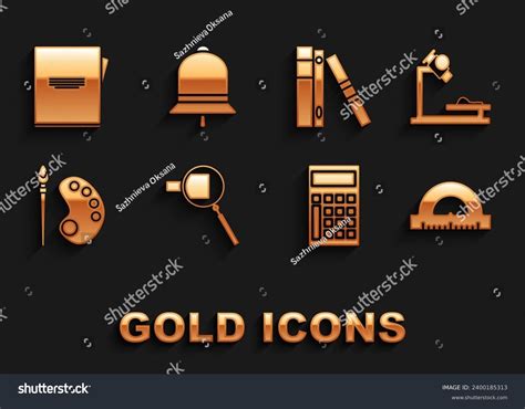 Set Magnifying Glass Microscope Protractor Grid Stock Vector Royalty
