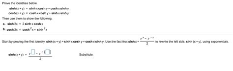 Solved Prove The Identities Below Sinh X Cosh Y Cosh X