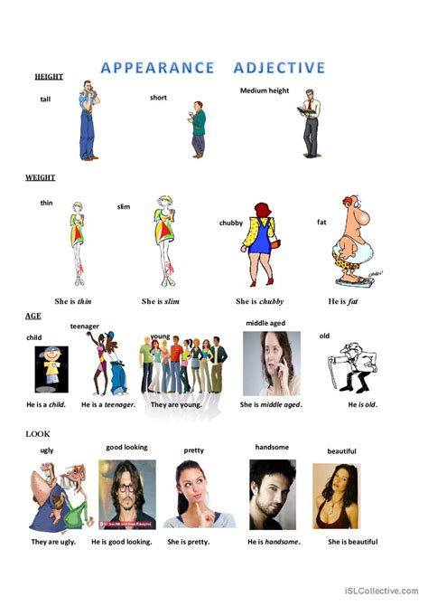 Appearance Adjectives English Esl Worksheets Pdf And Doc