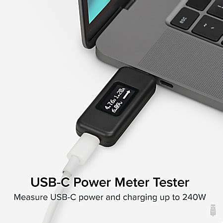 Plugable USB C Power Meter Tester For Monitoring USB C Connections Up To 240W Digital Multimeter