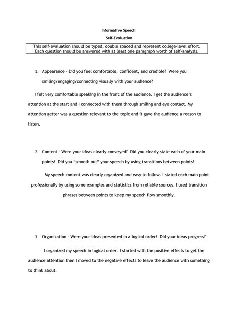 Document 19 2 Self Evaluation Speech Informative Speech Self