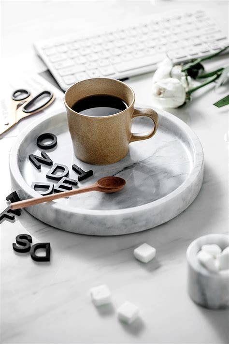 Luxury InsFashion Simple Style Round Grey White Marble Serving Tray For